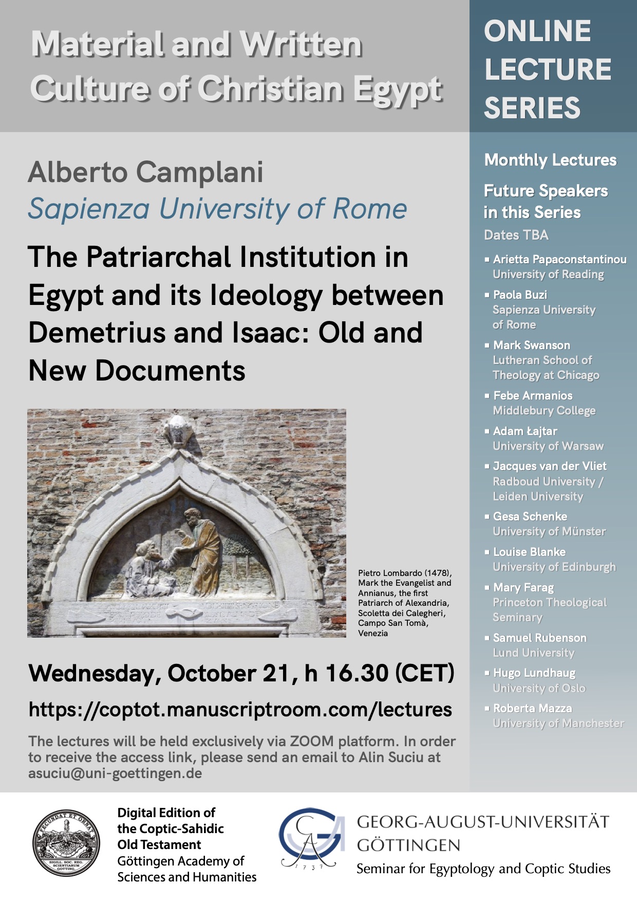 New Online Lecture Series “Material and Written Culture of Christian ...